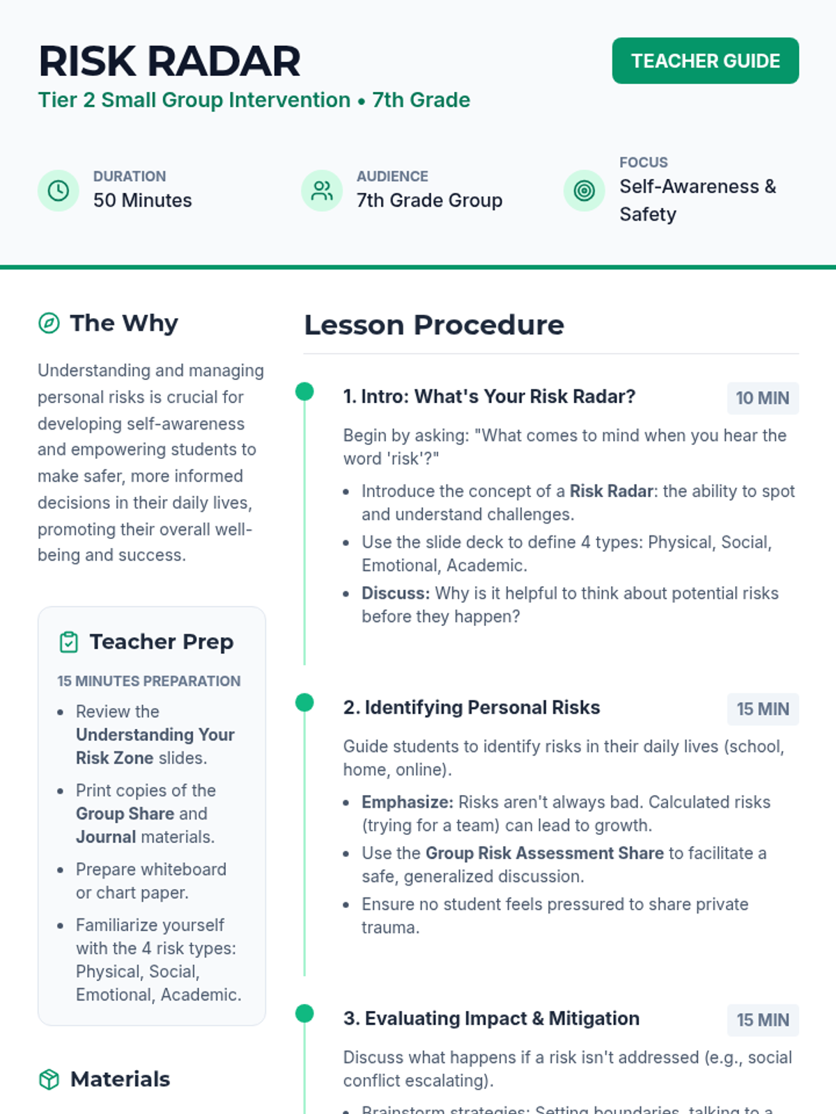 Risk Radar Teacher Guide • Material • Lenny Learning