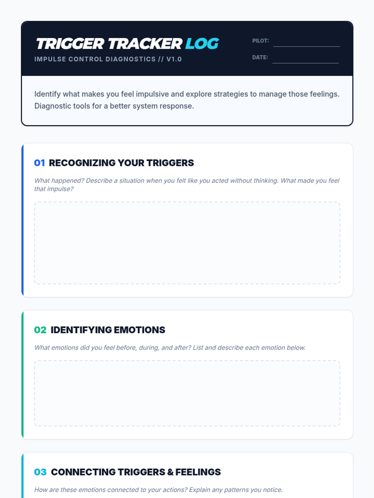 Trigger Tracker Log Worksheet • Material • Lenny Learning