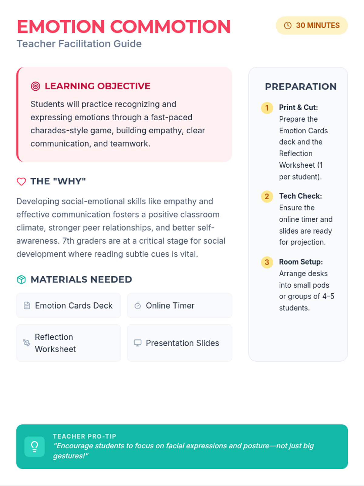 Emotion Commotion Teacher Guide • Material • Lenny Learning