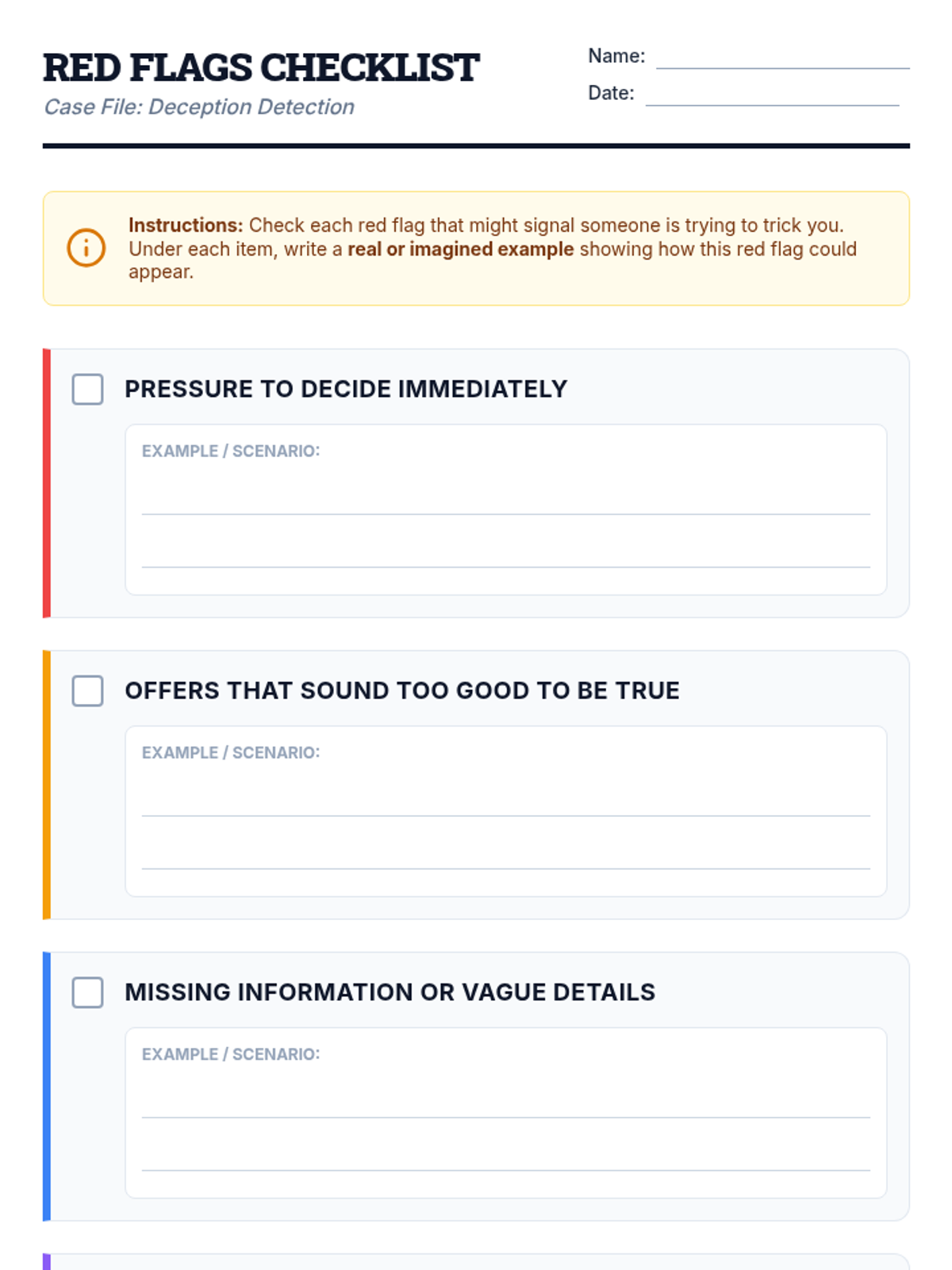 Red Flags Checklist Handout • Material • Lenny Learning