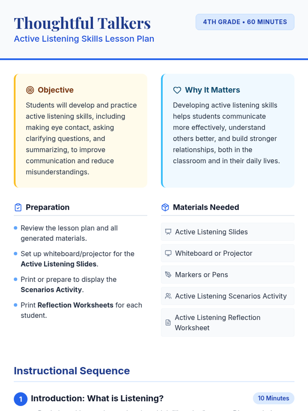 Thoughtful Talkers Active Listening Skills • Lesson • Lenny Learning