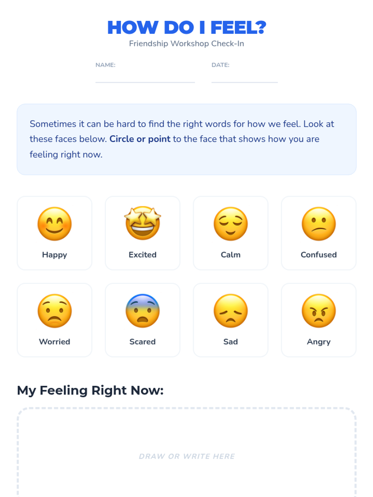 Feeling Faces Chart Activity • Material • Lenny Learning