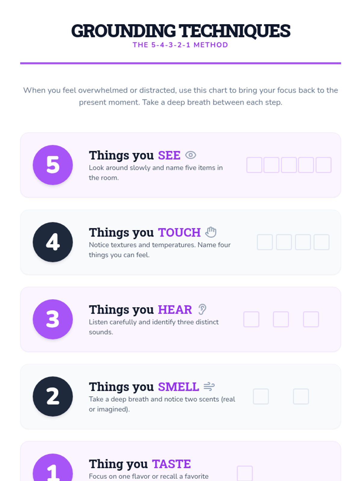 Grounding Techniques Chart Material • Material • Lenny Learning