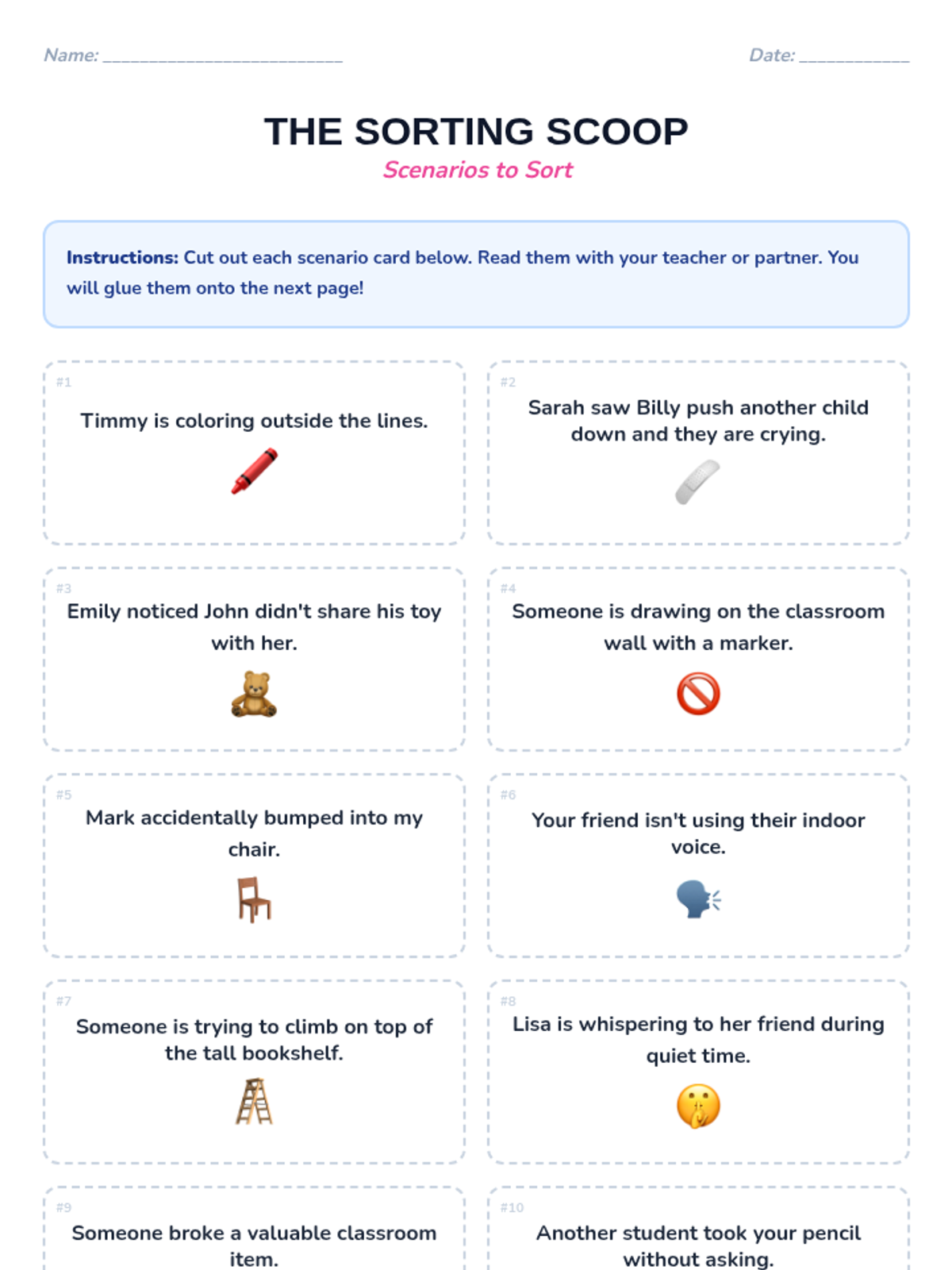 Scoop on Telling Sorting Activity • Material • Lenny Learning