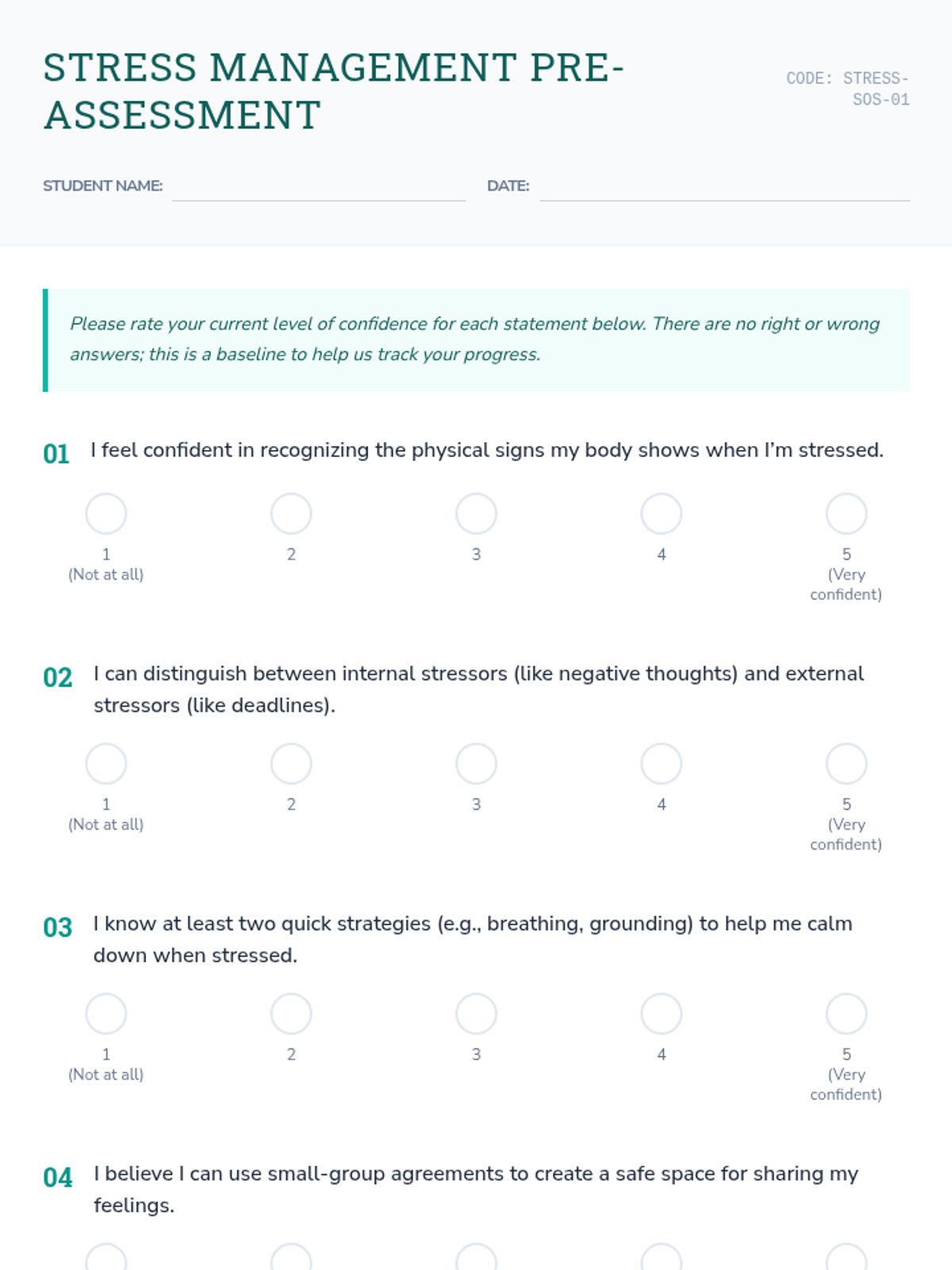 Likert Scale Pre Assessment Quiz • Material • Lenny.com