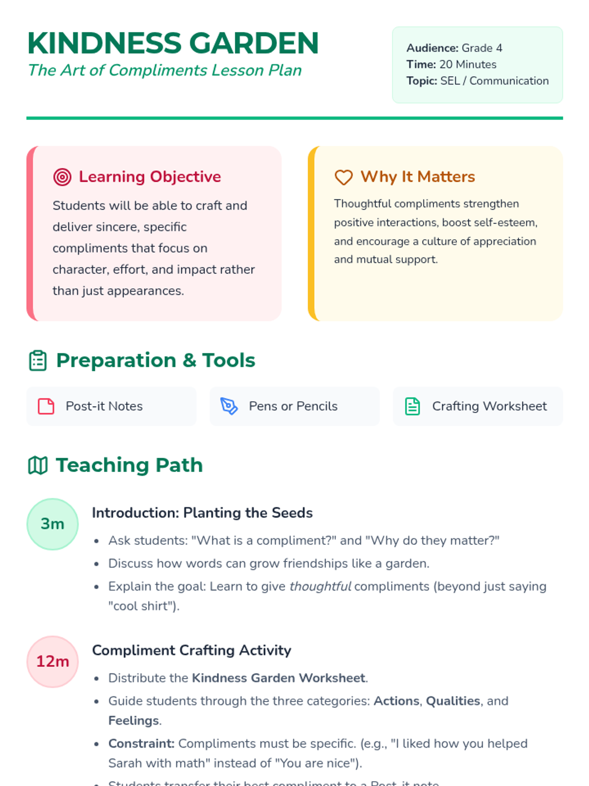 Kindness Garden Compliments • Lesson • Lenny Learning