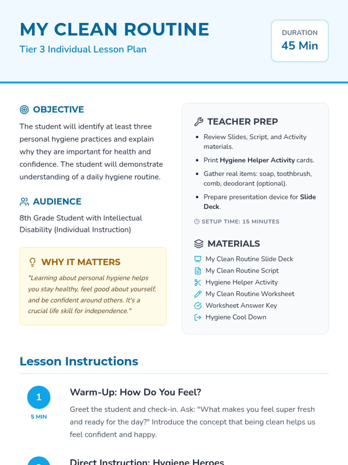 My Clean Routine • Lesson • Lenny Learning