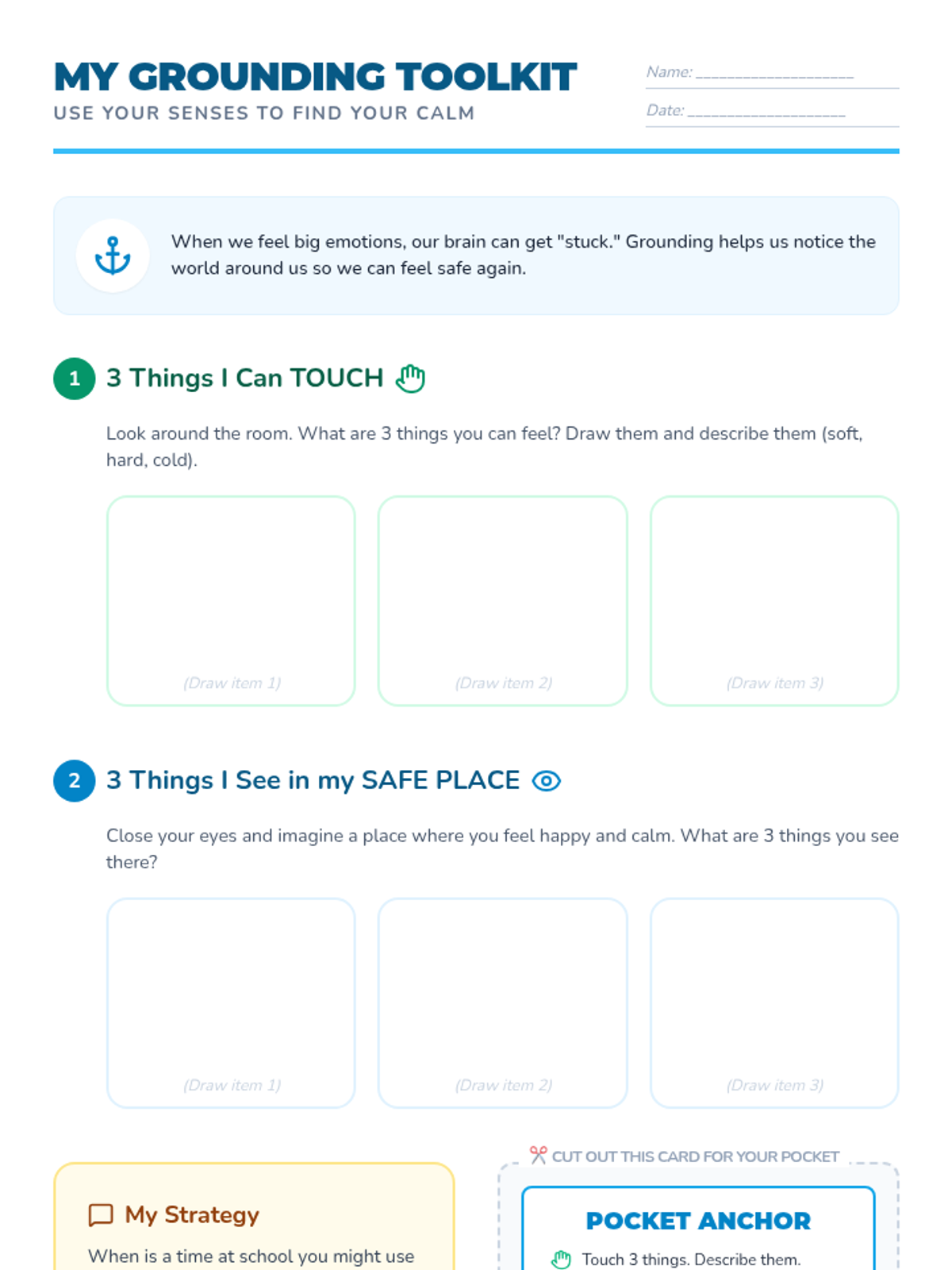 Grounding Toolkit Worksheet • Material • Lenny Learning