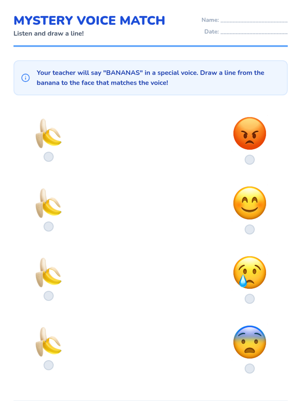 Mystery Voice Matching Worksheet • Material • Lenny Learning