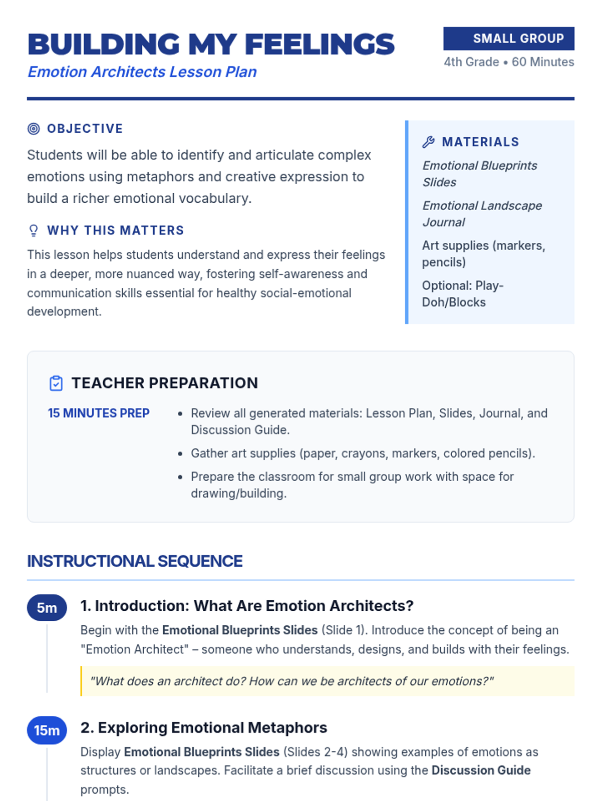 Building My Feelings Lesson Plan • Material • Lenny Learning