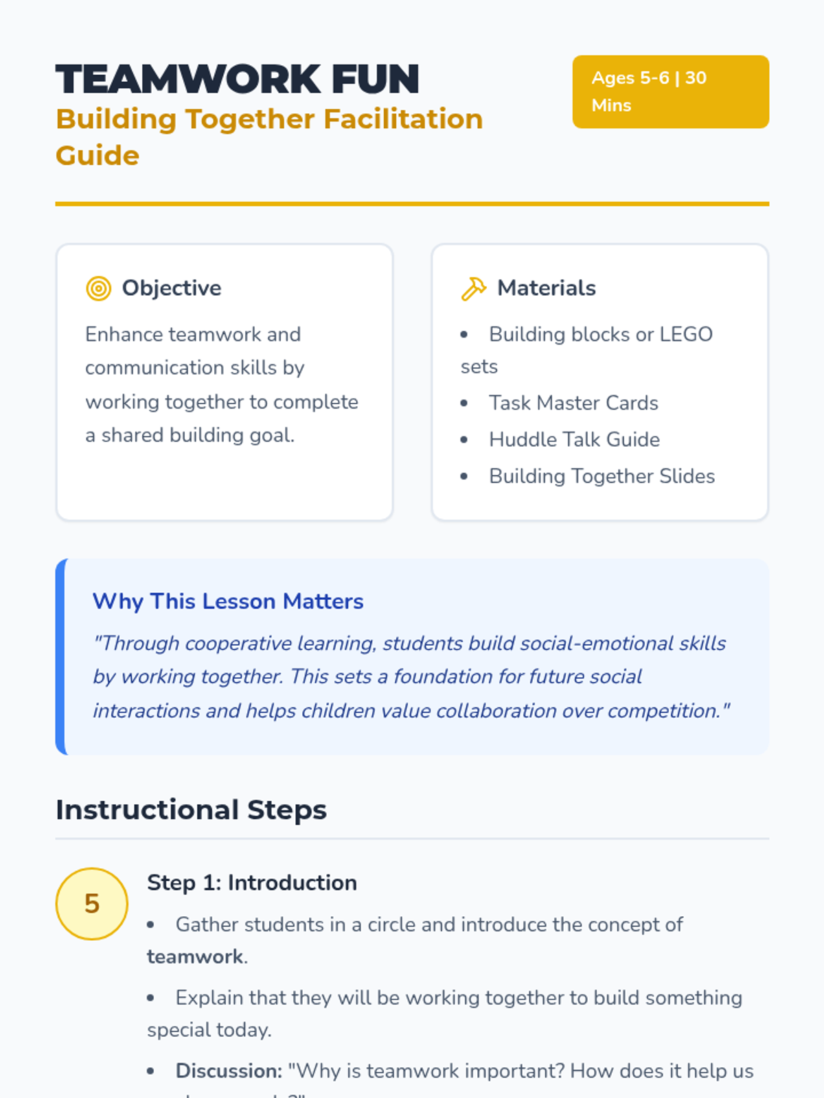 Teamwork Fun Building Together • Lesson • Lenny Learning