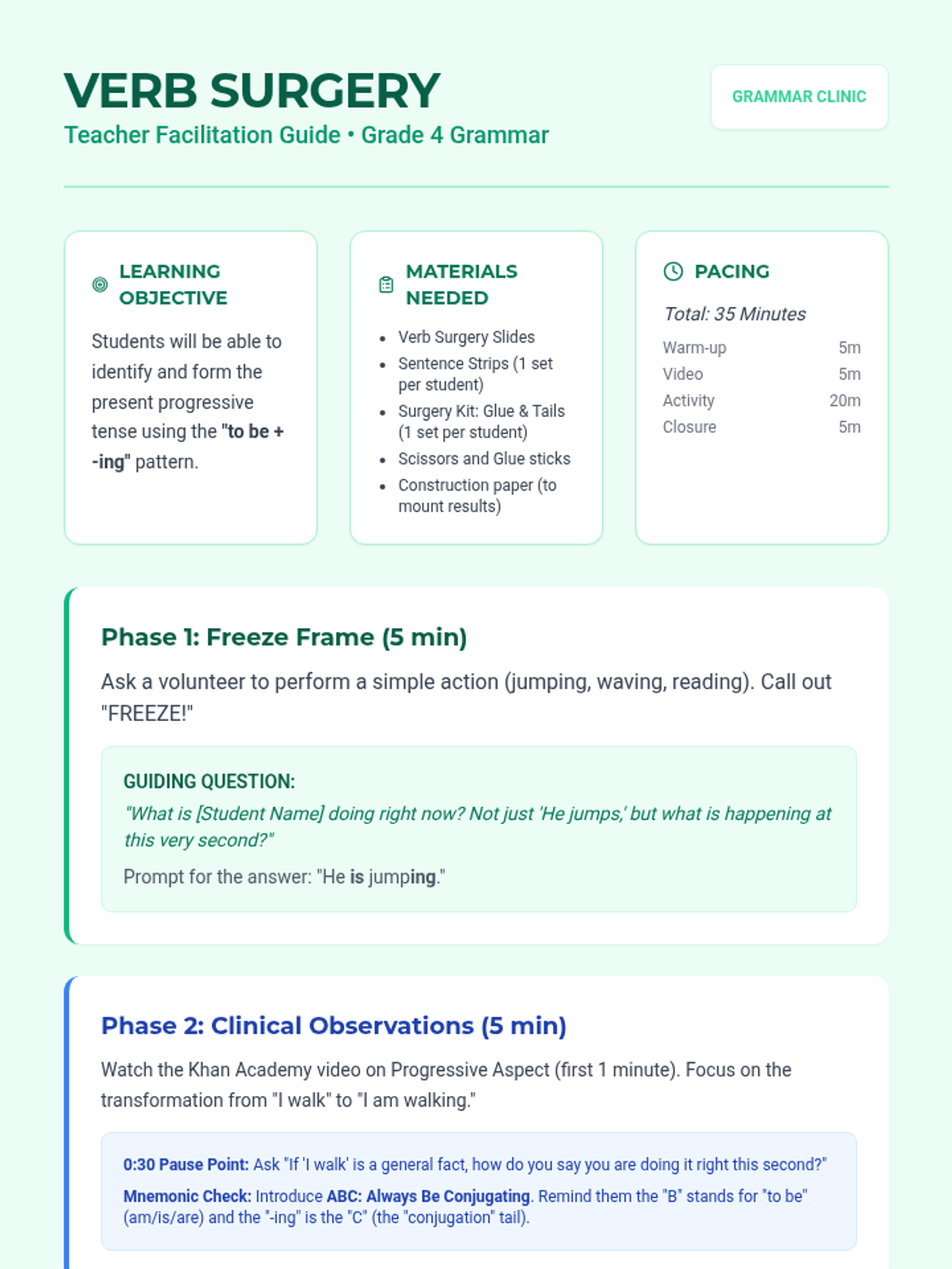 Verb Surgery Teacher Guide • Material • Lenny Learning