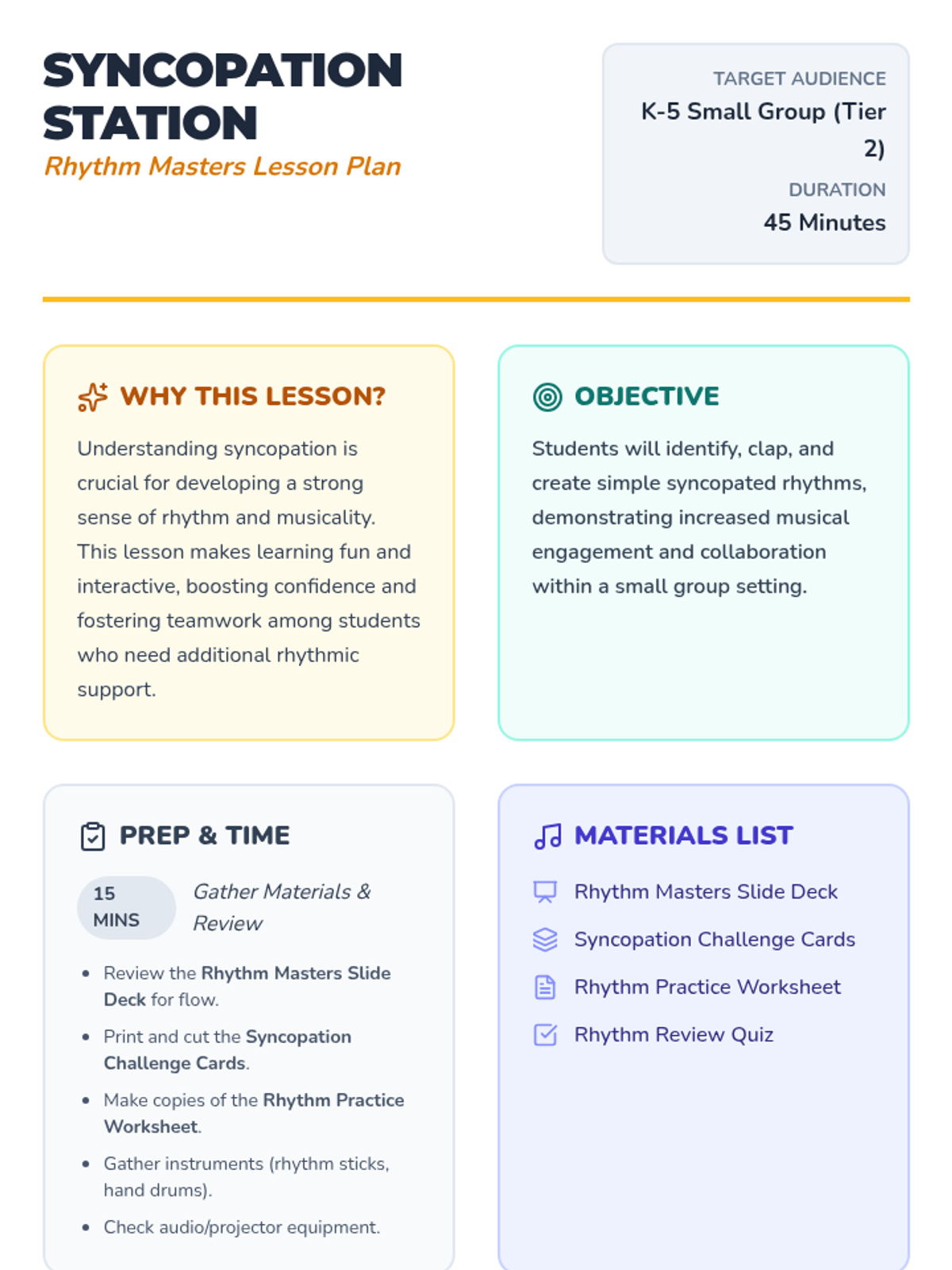 Rhythm Masters Syncopation Station • Lesson • Lenny Learning