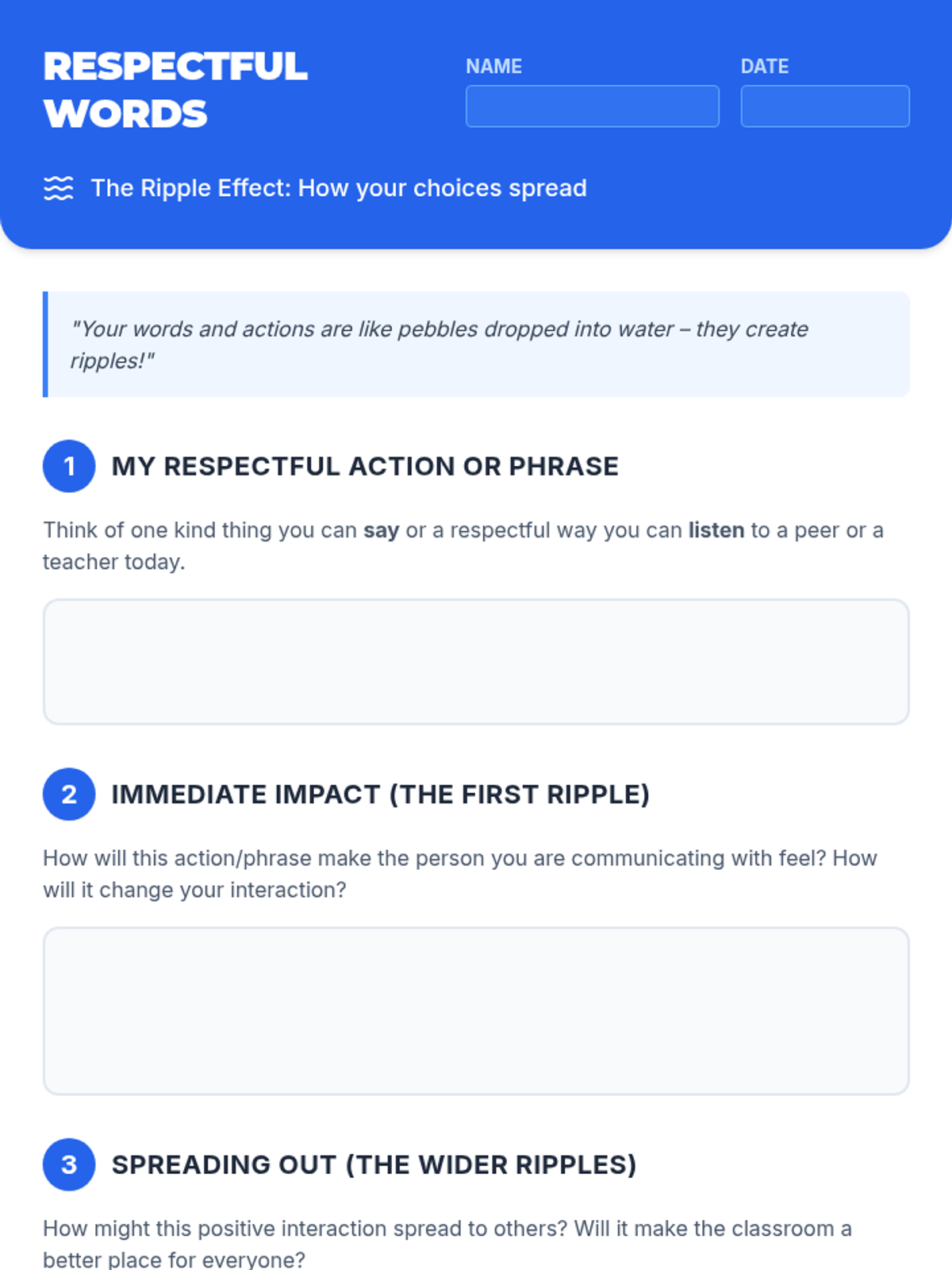Respectful Words Worksheet • Material • Lenny Learning