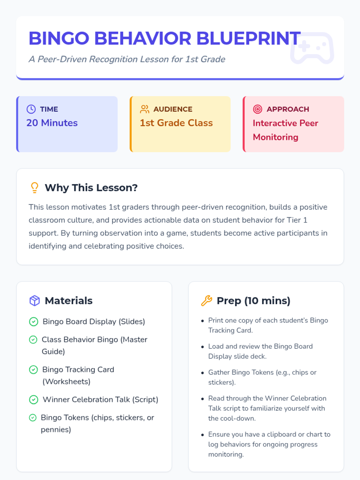 Behavior Bingo • Lesson • Lenny Learning