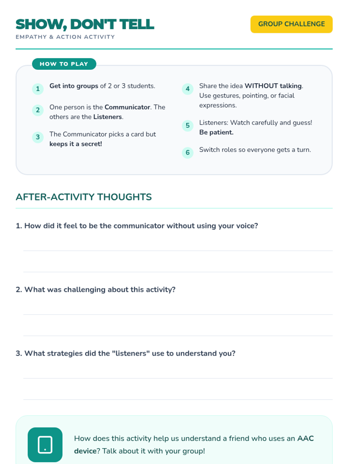 Show Don't Tell Activity • Material • Lenny.com