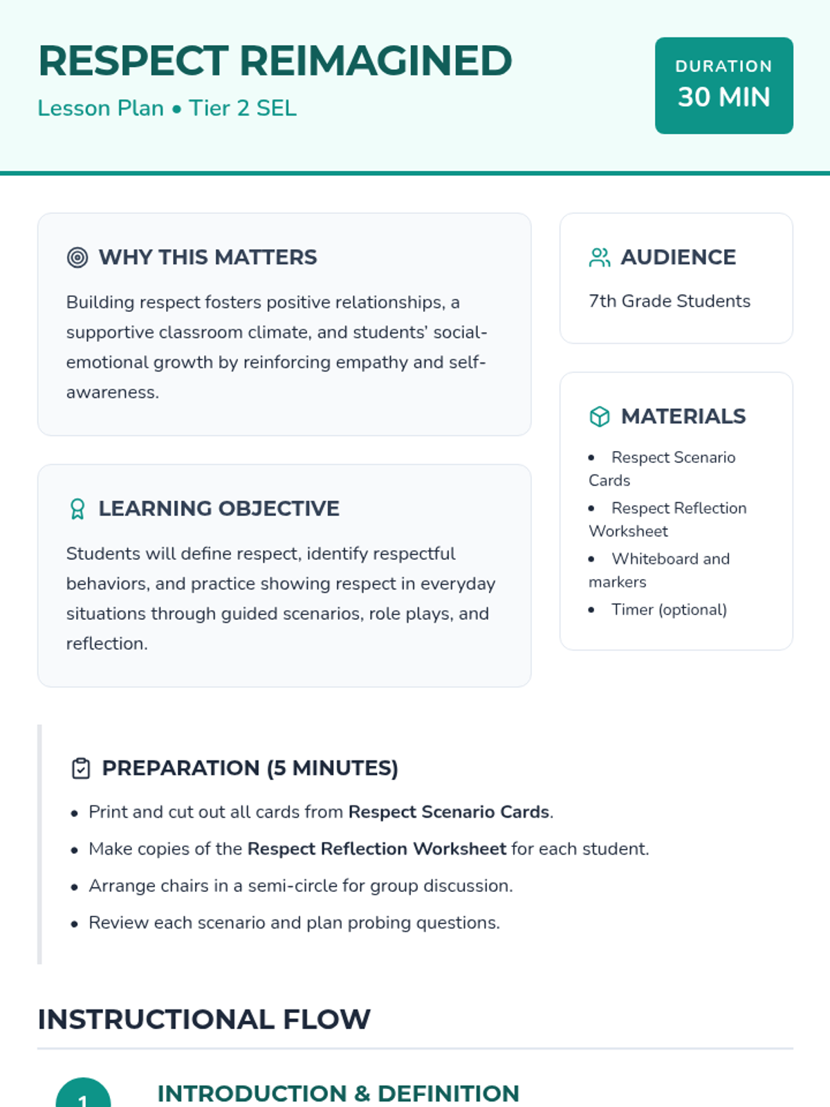 Respect Reimagined Lesson Plan • Material • Lenny Learning