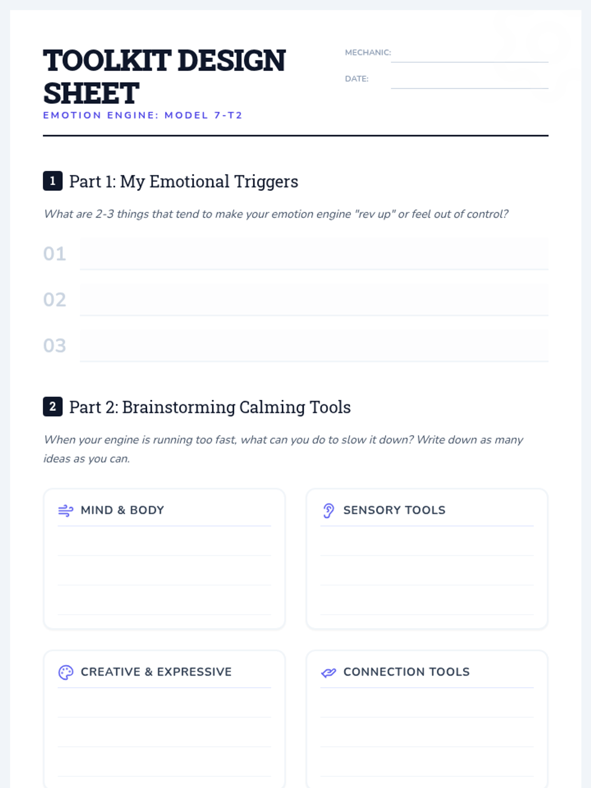 Toolkit Design Sheet Worksheet • Material • Lenny Learning