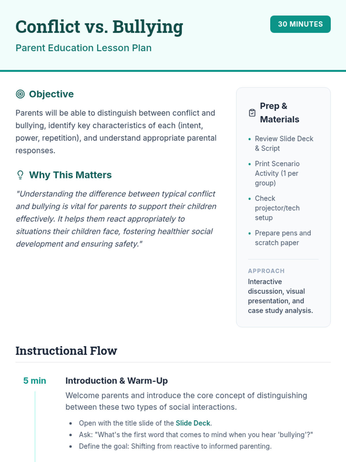 Conflict vs Bullying Lesson Plan • Material • Lenny Learning