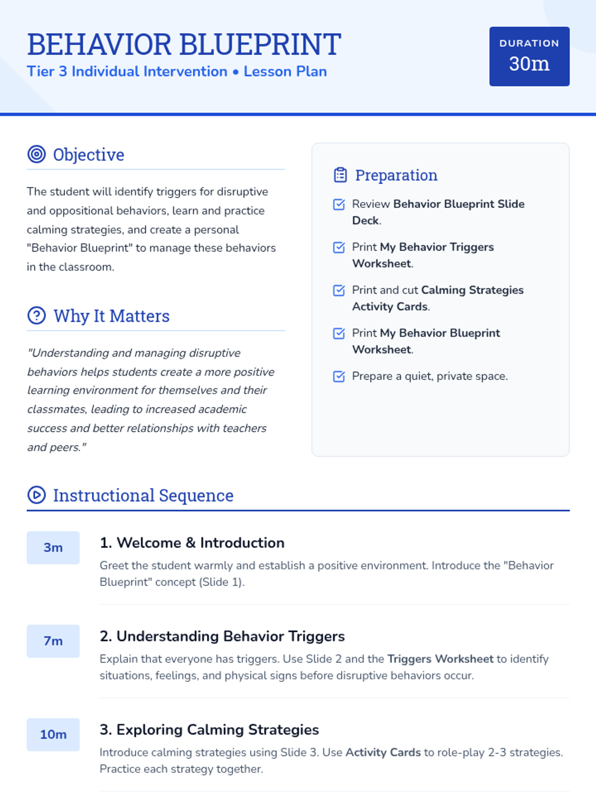 My Behavior Blueprint • Lesson • Lenny Learning