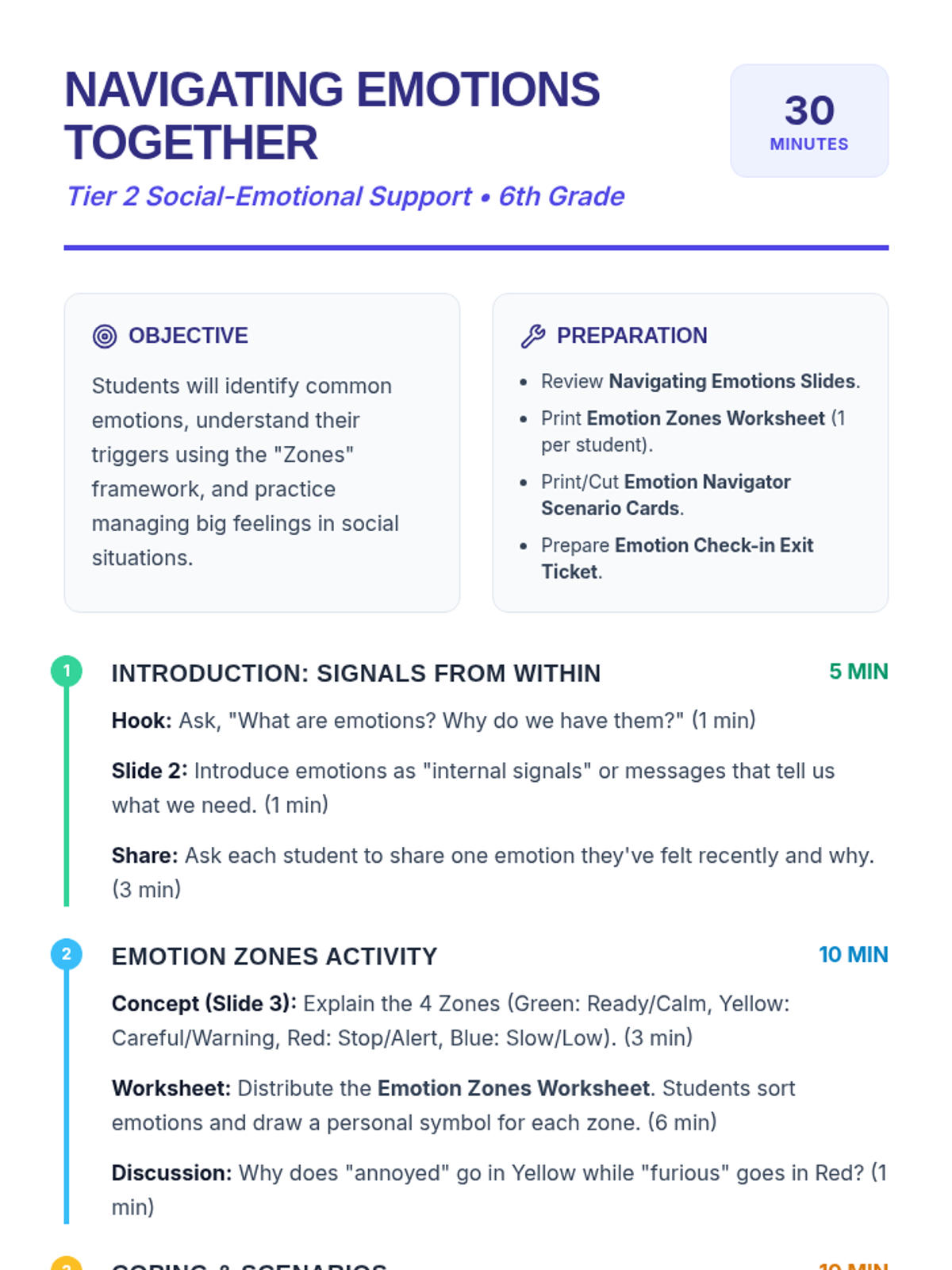 Navigating Emotions Lesson Plan • Material • Lenny Learning