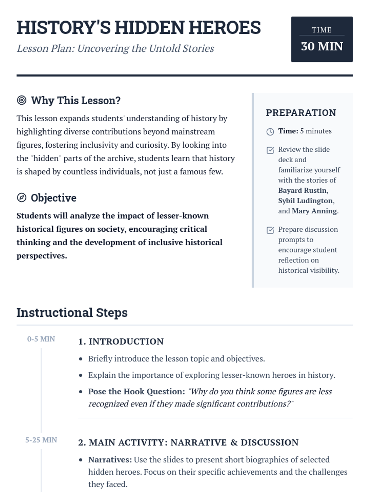 History's Hidden Heroes • Lesson • Lenny Learning