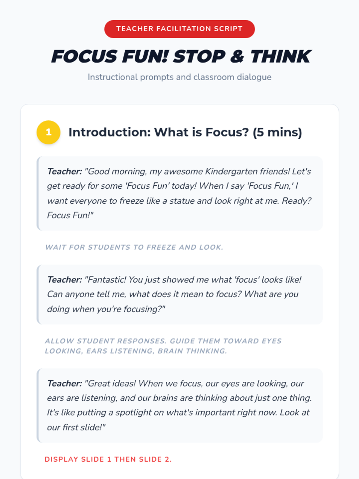 Focus Fun Stop & Think • Lesson • Lenny Learning