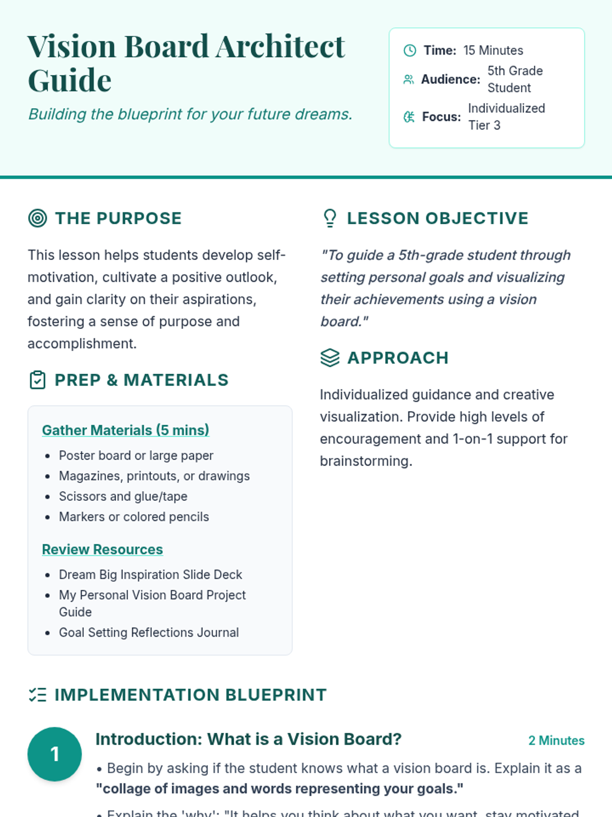 Vision Board Architect Guide Lesson Plan • Material • Lenny Learning