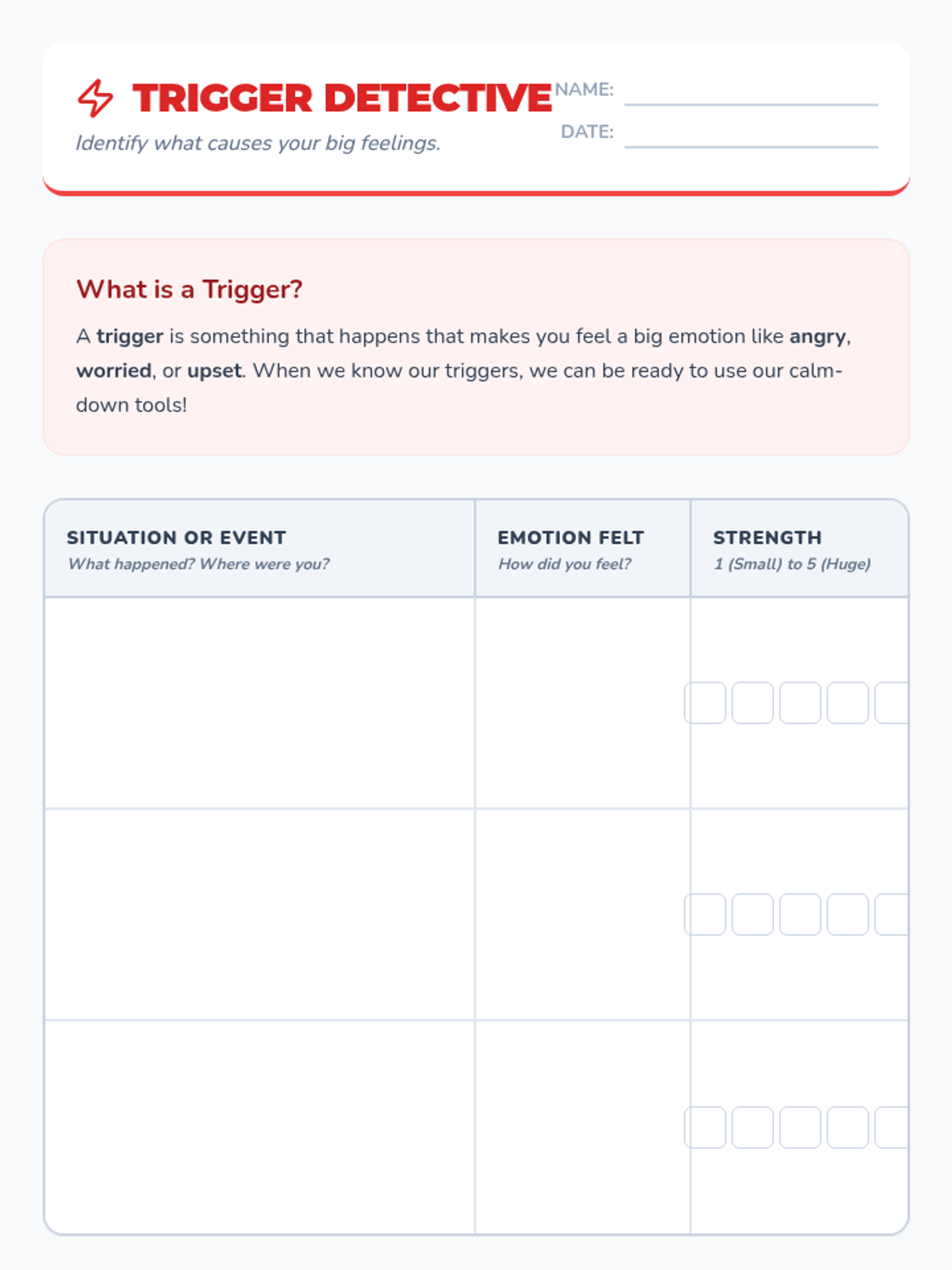 Trigger Identification Chart • Material • Lenny Learning