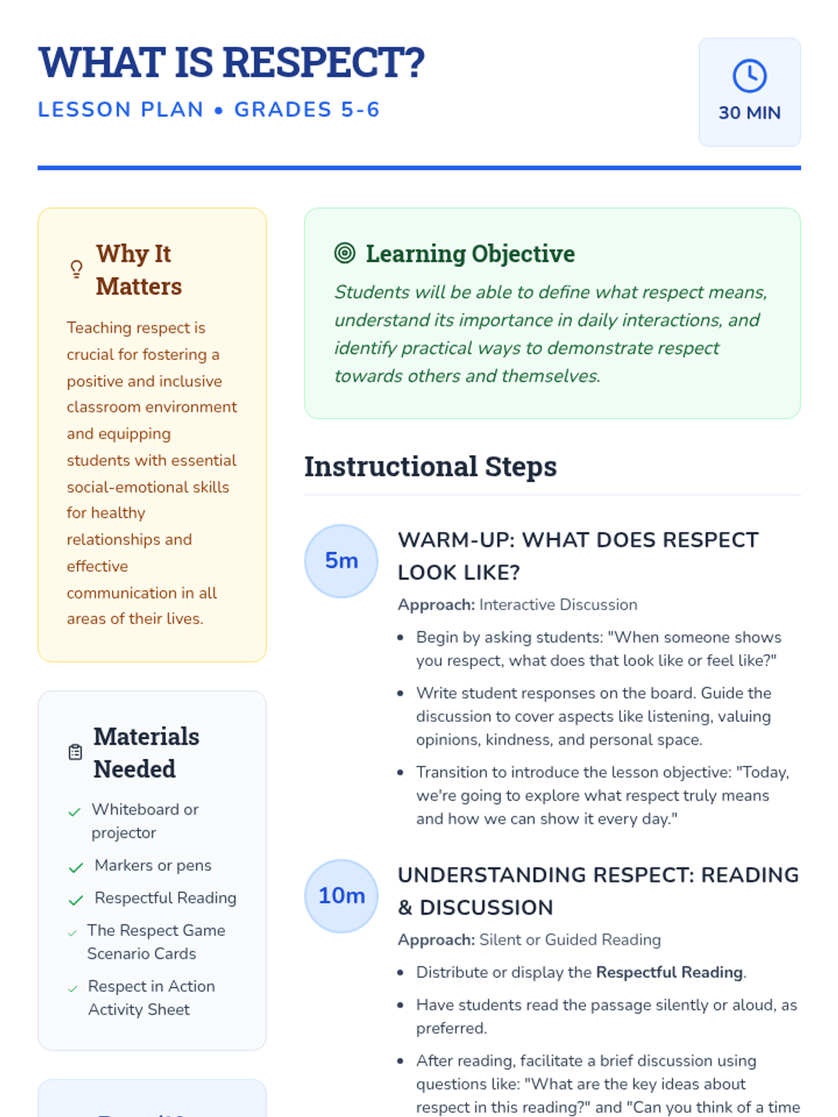 What Is Respect • Lesson • Lenny Learning