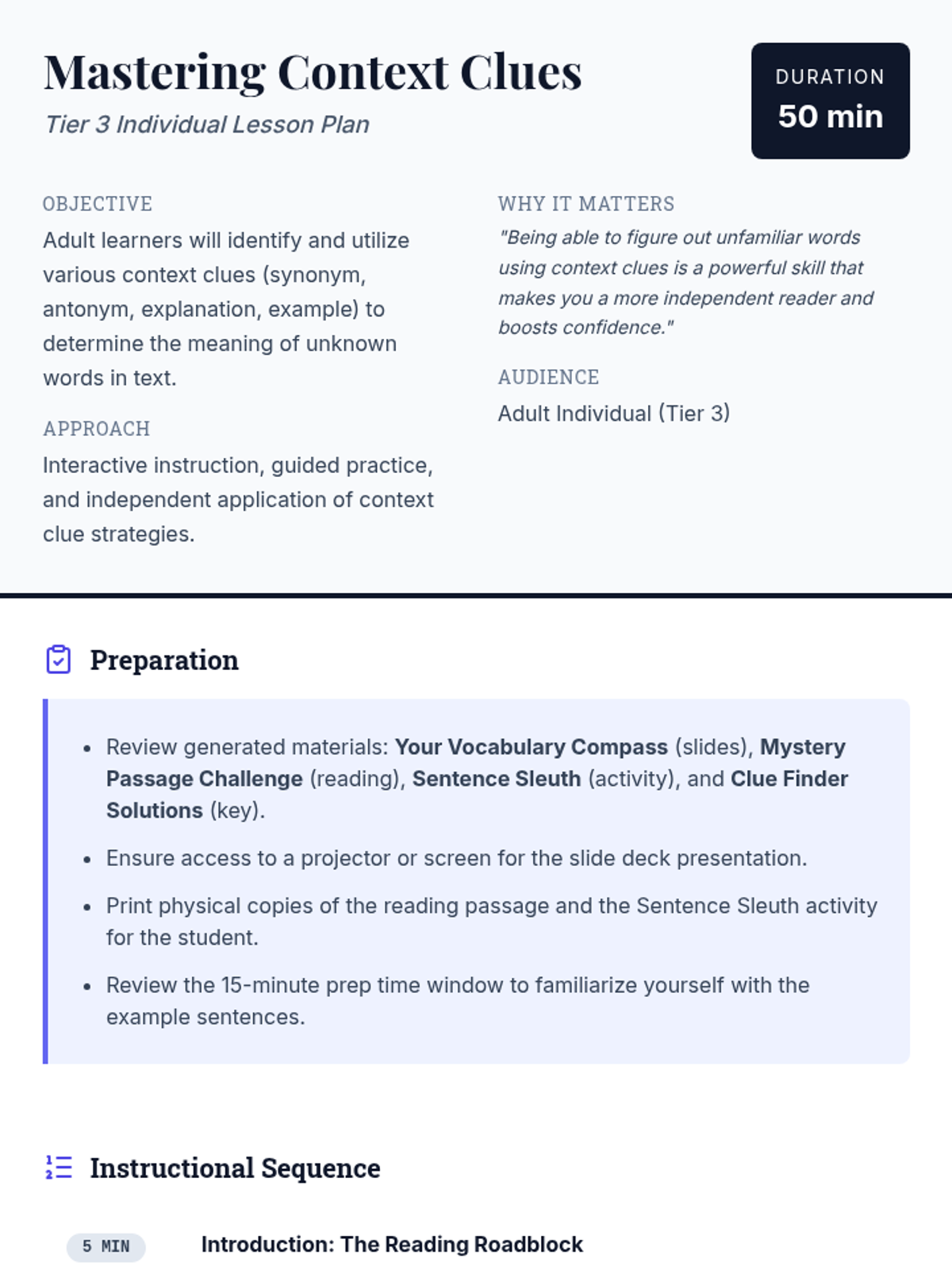 Mastering Context Clues Lesson Plan • Material • Lenny Learning