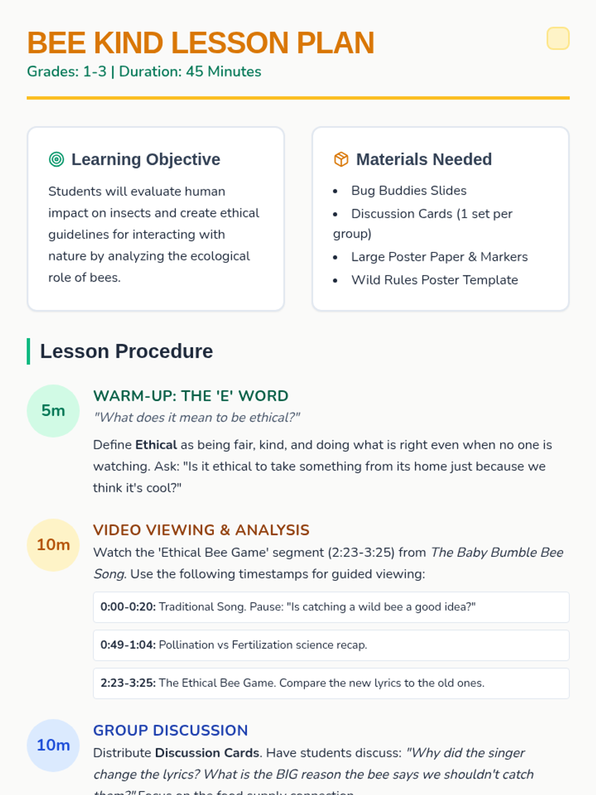 Bee Kind Lesson Plan • Material • Lenny Learning