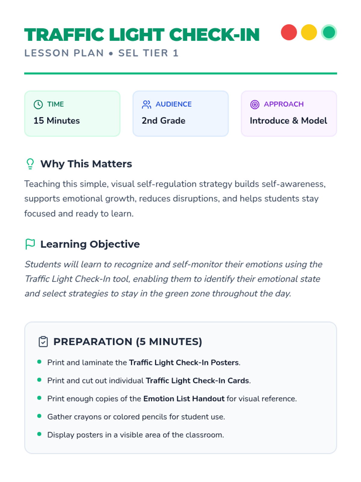 Traffic Light Check-In • Lesson • Lenny Learning
