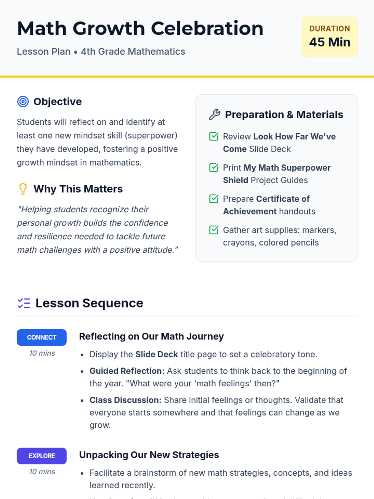 Math Growth Celebration • Lesson • Lenny Learning