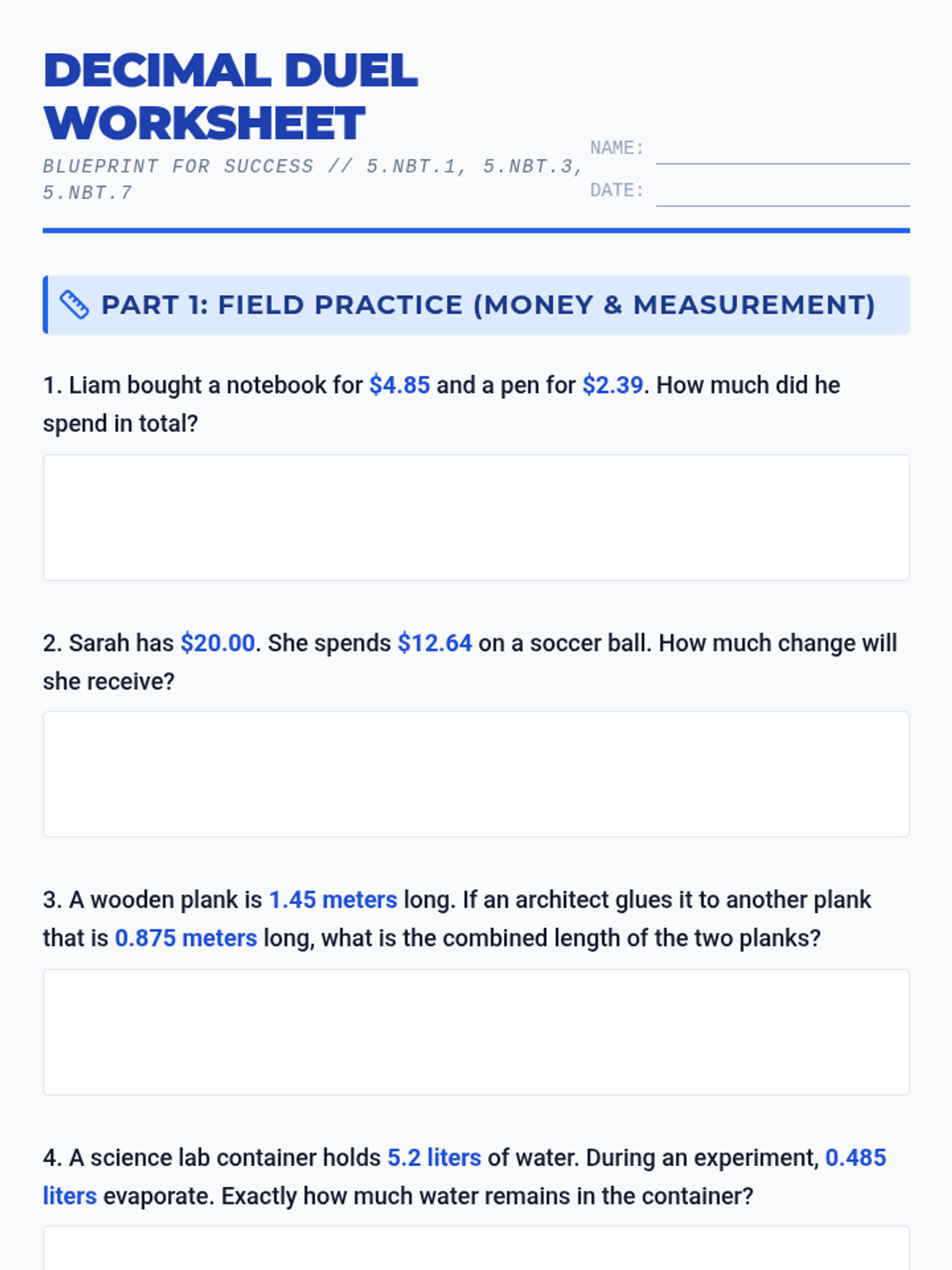 Decimal Blueprint • Lesson • Lenny Learning