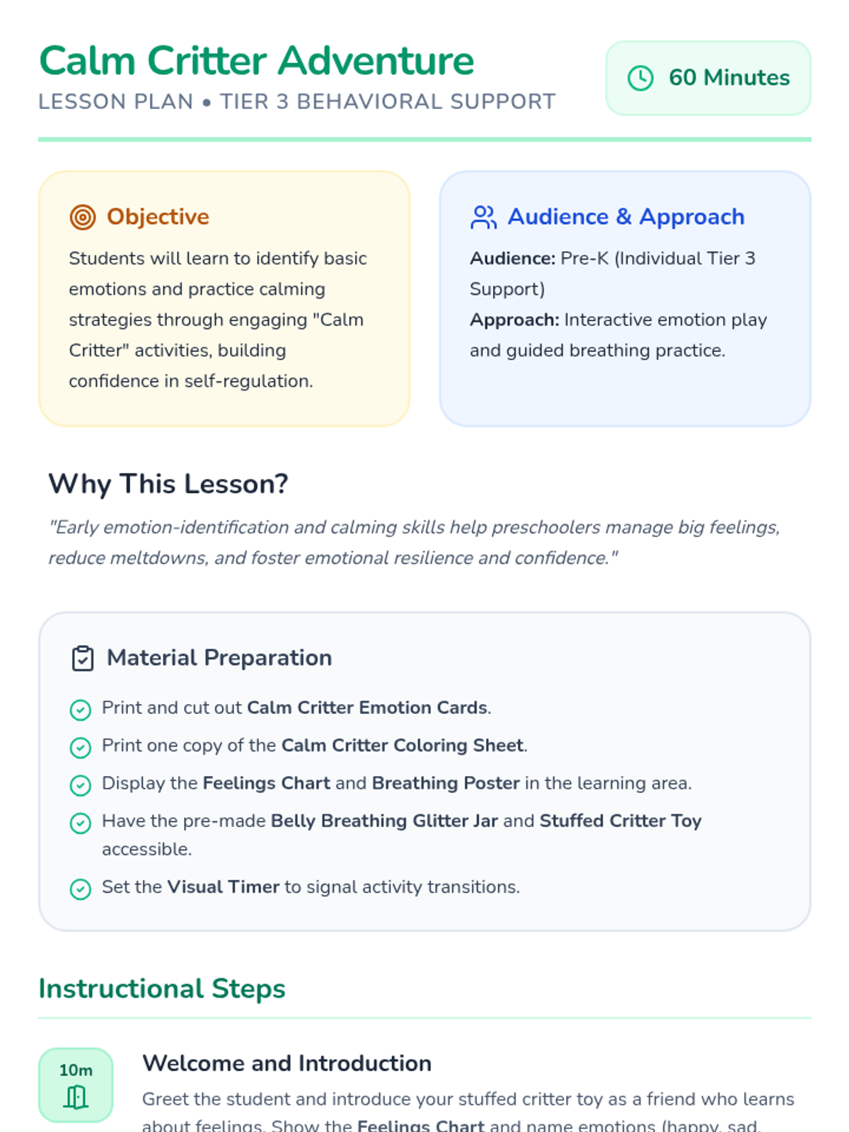 Calm Critter Adventure • Lesson • Lenny Learning
