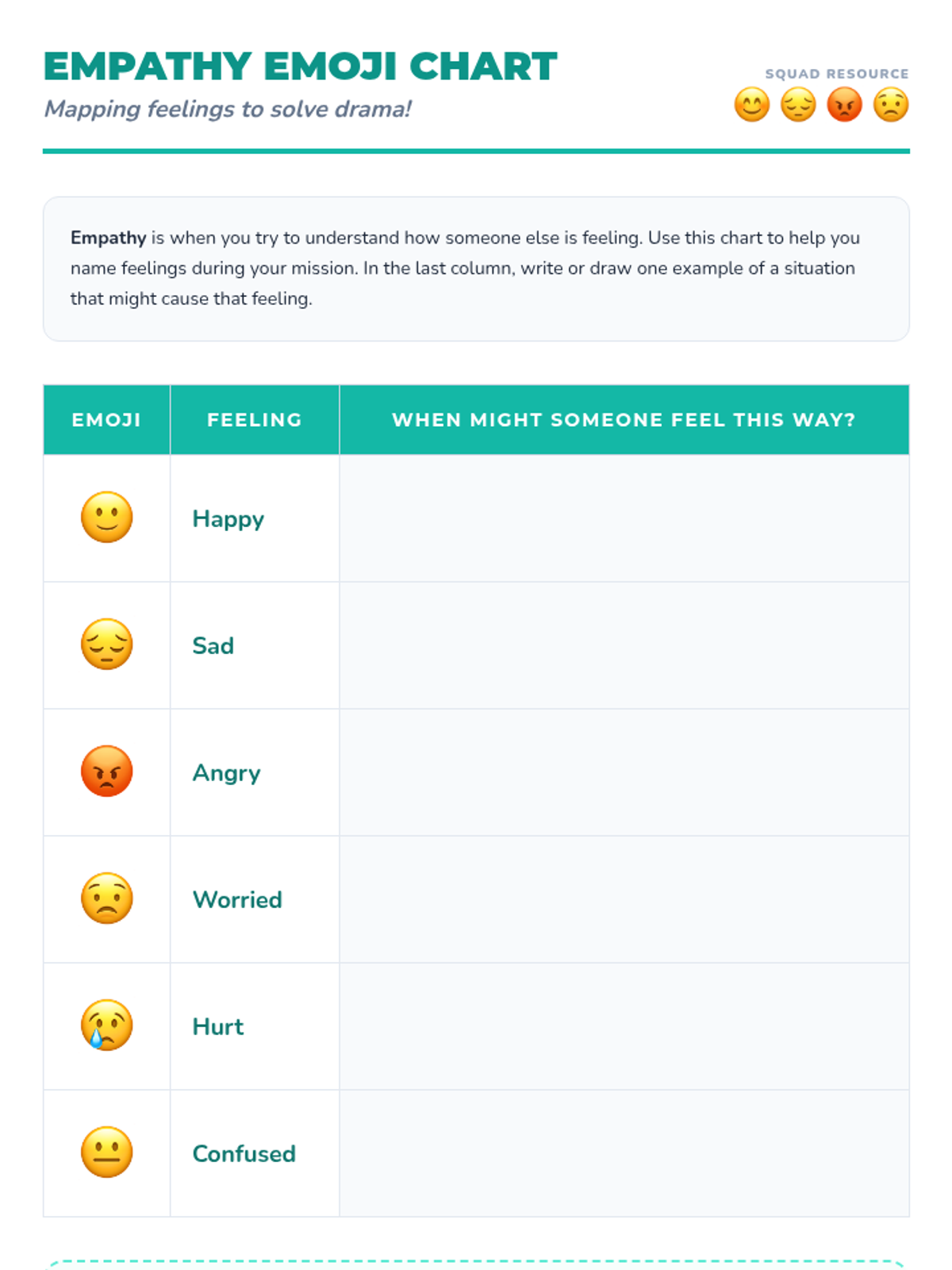 Empathy Emoji Chart • Material • Lenny Learning