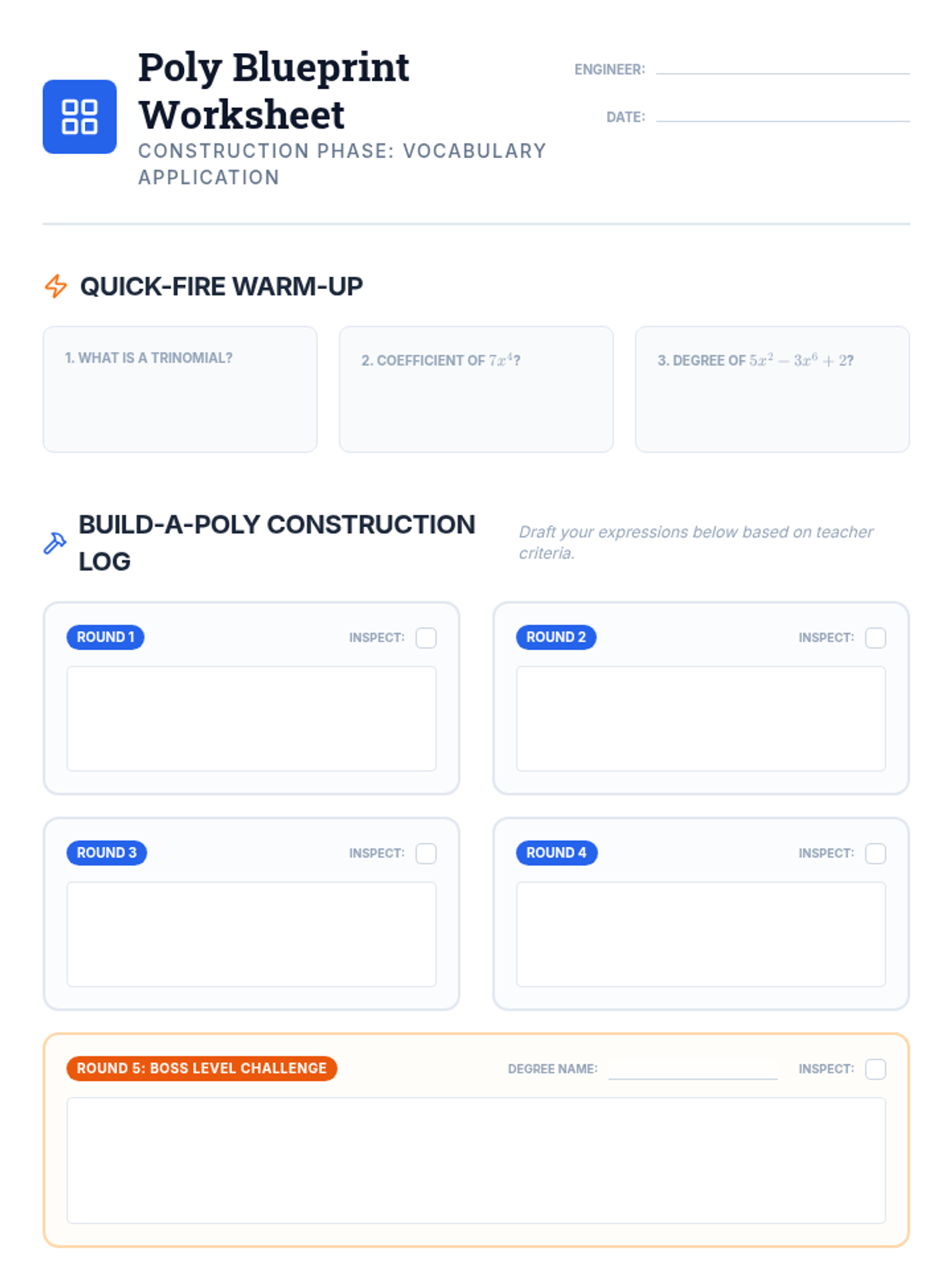 Poly Blueprint Worksheet • Material • Lenny Learning