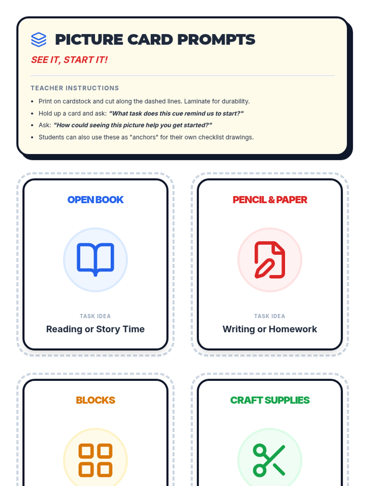 Picture Card Prompts Activity • Material • Lenny Learning