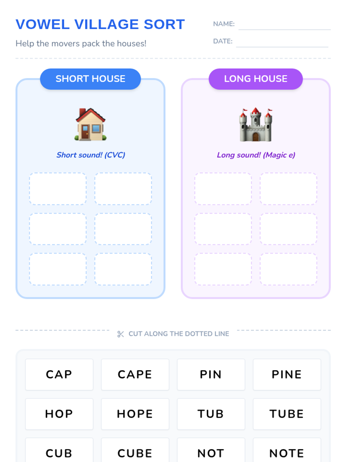 Vowel House Sorting • Lesson • Lenny Learning