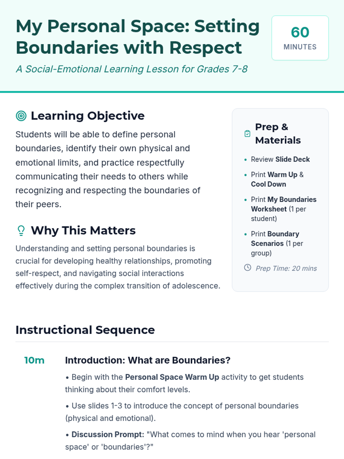My Personal Space Setting Boundaries with Respect • Lesson • Lenny Learning