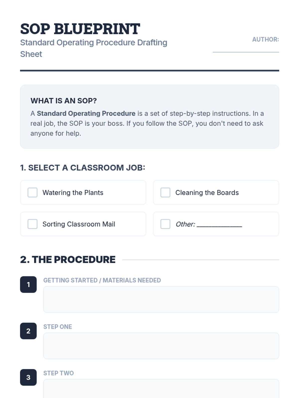 SOP Blueprint Worksheet • Material • Lenny Learning