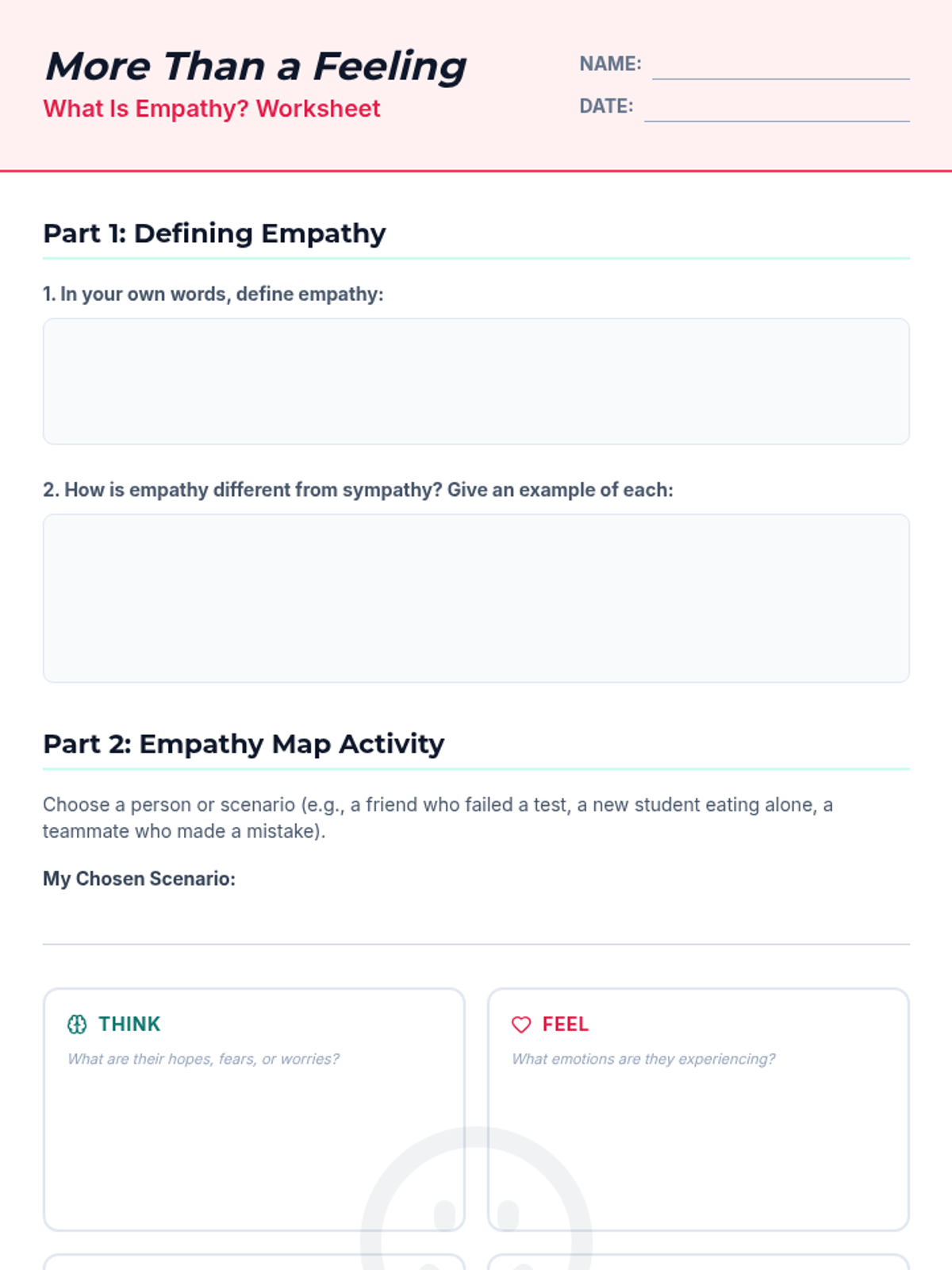 Empathy Map Worksheet • Material • Lenny Learning