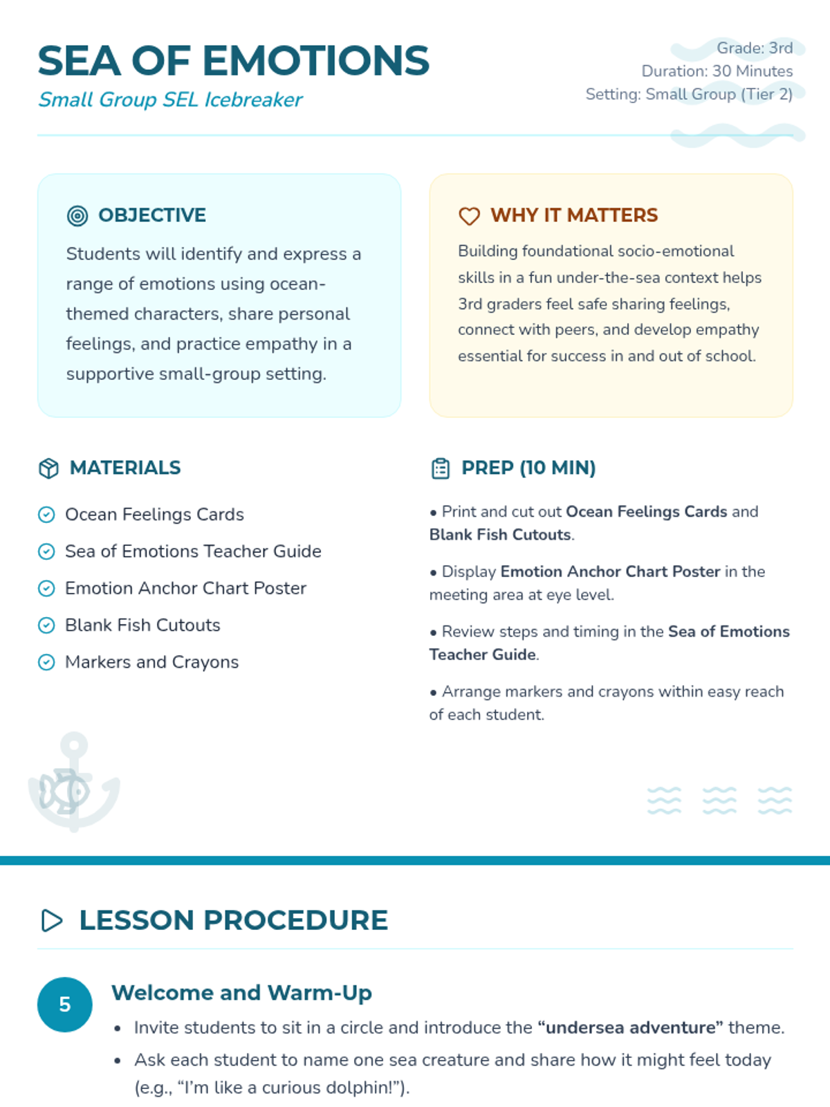 Sea of Emotions Lesson Plan • Material • Lenny Learning