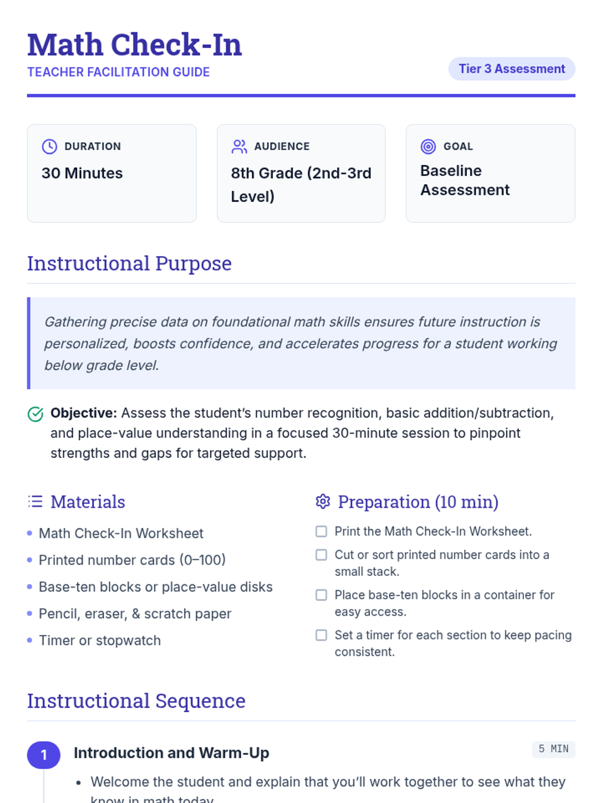 Math Check In Lesson Plan • Material • Lenny Learning
