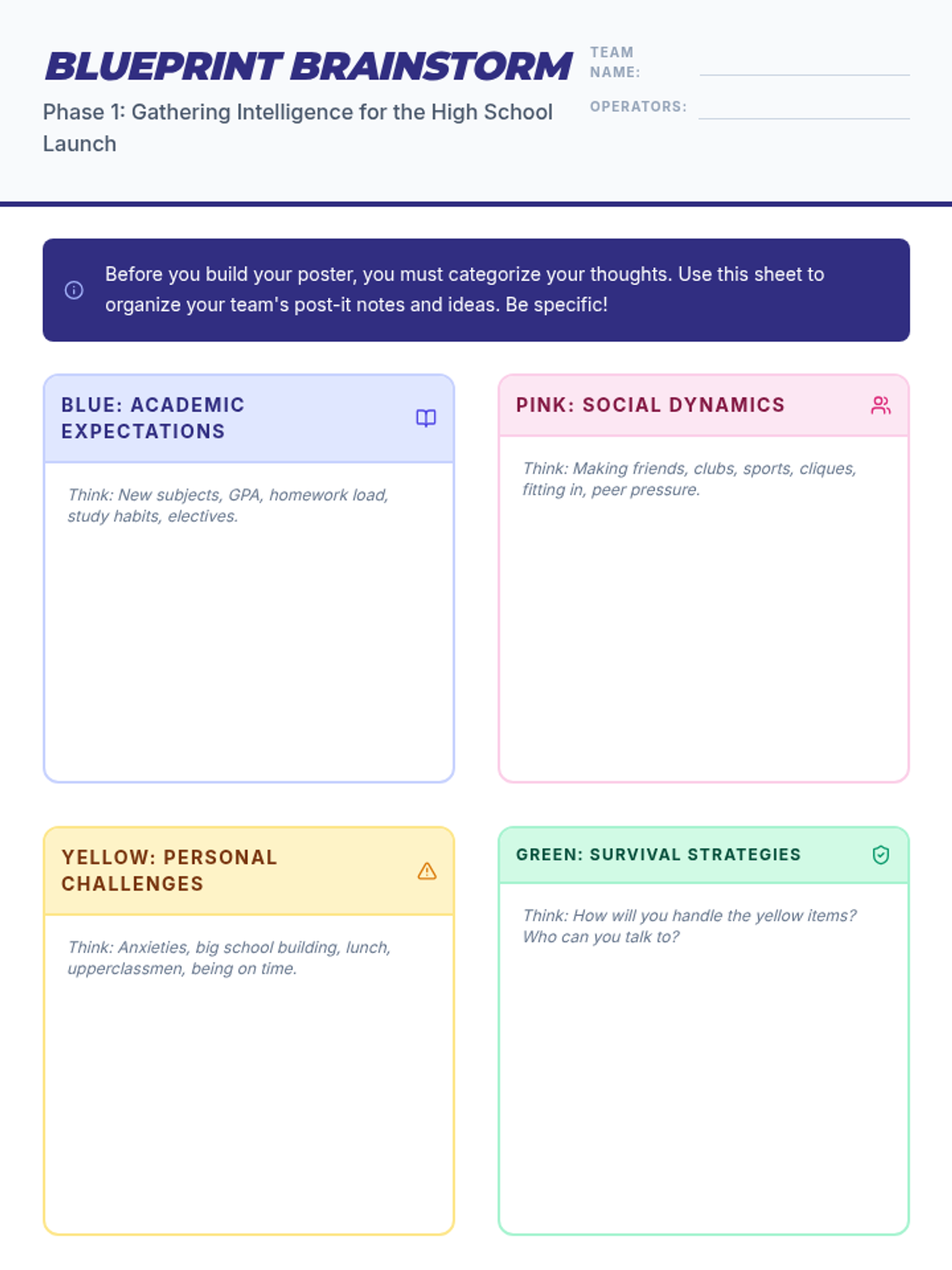 Blueprint Brainstorming Worksheet • Material • Lenny.com
