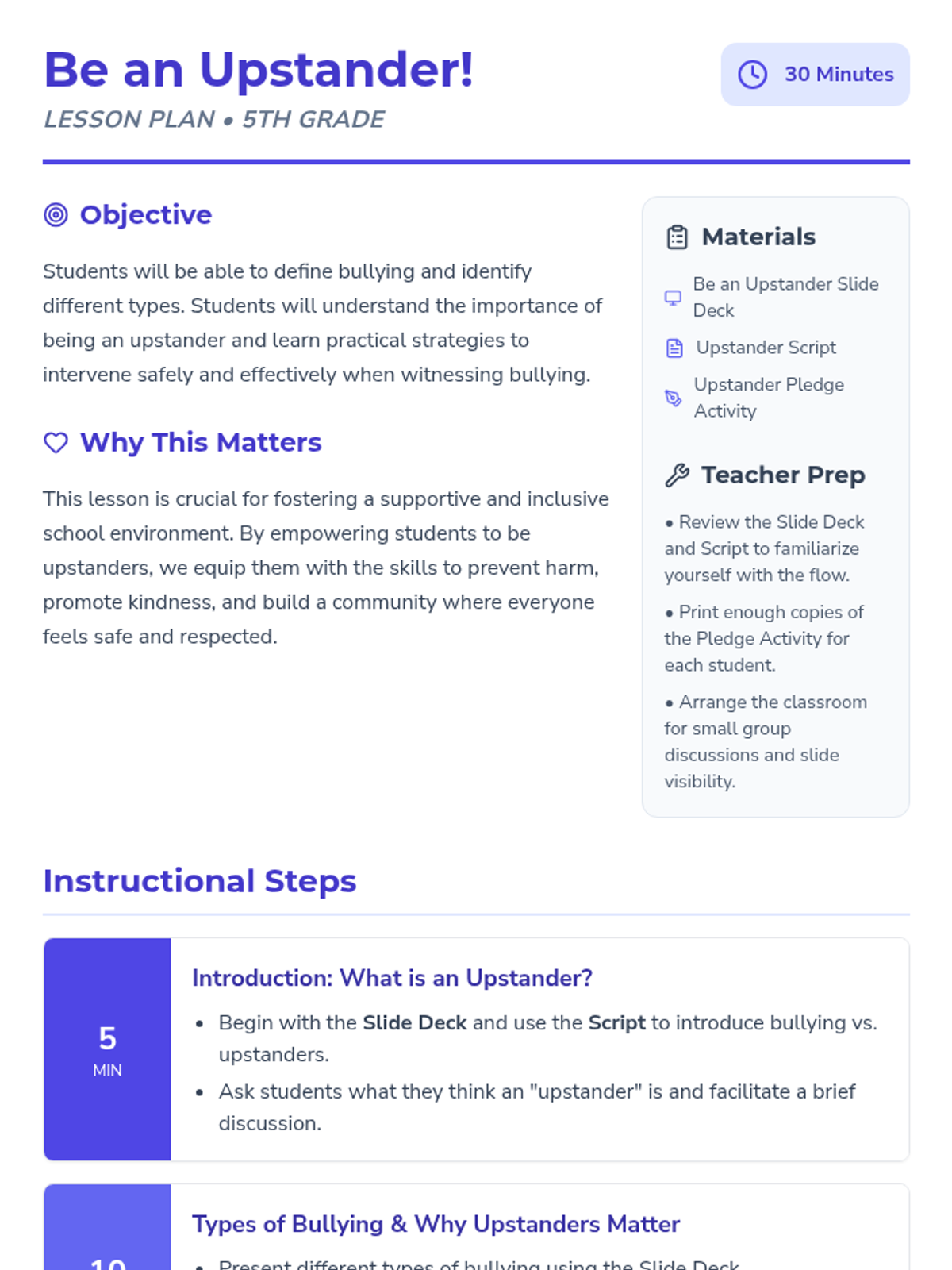 Be an Upstander • Lesson • Lenny Learning