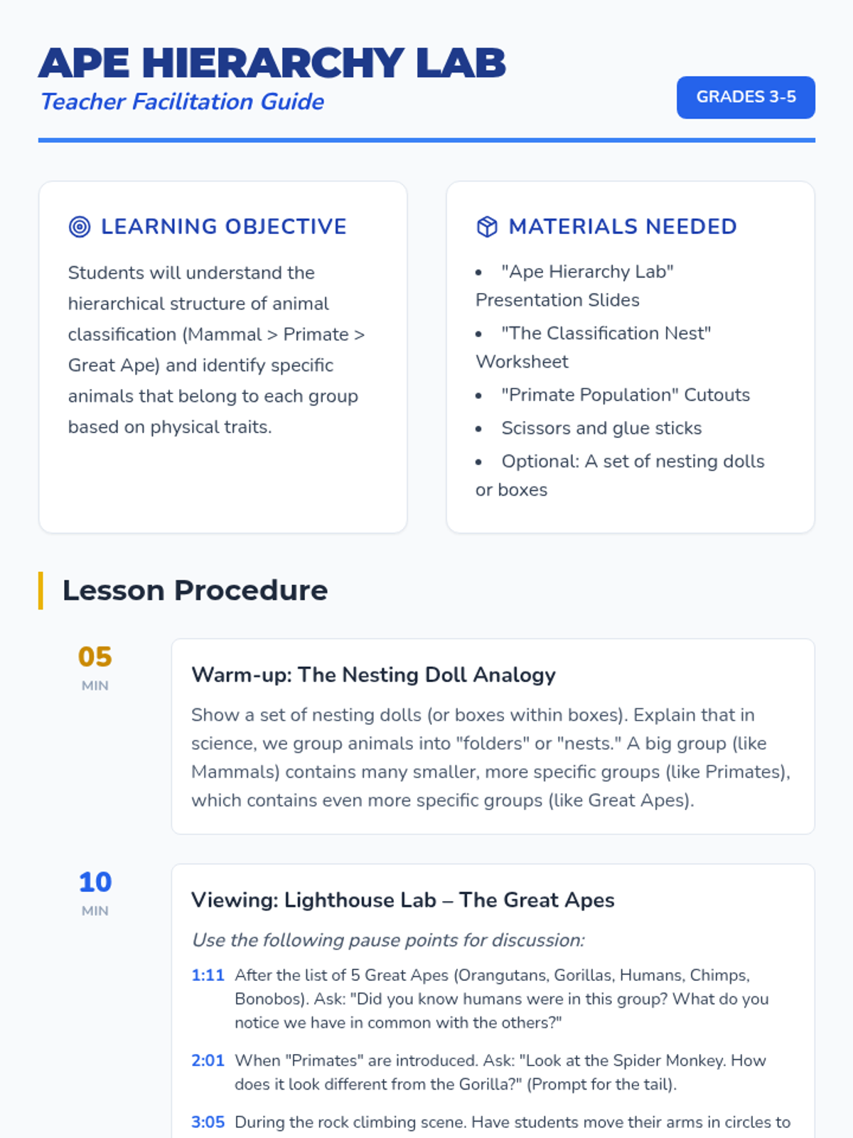Ape Hierarchy Lab • Lesson • Lenny Learning