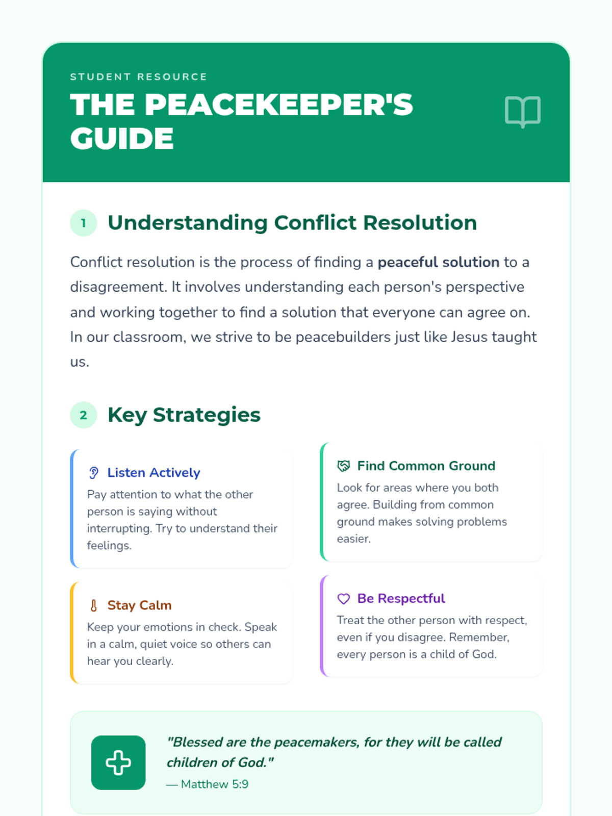 Conflict Resolution Reading Handout • Material • Lenny Learning