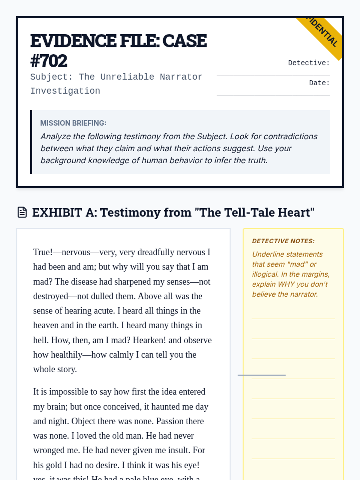 Evidence File Worksheet • Material • Lenny Learning